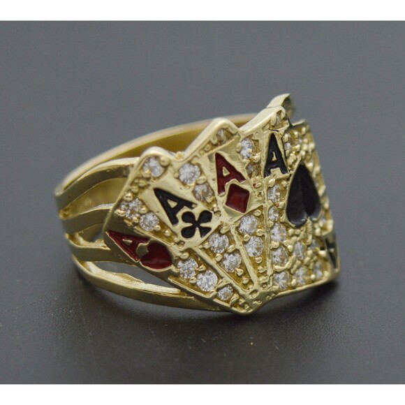 BH Jewelry | Jewelry | Real Solid K Yellow Gold Mens Casino Poker Card ...